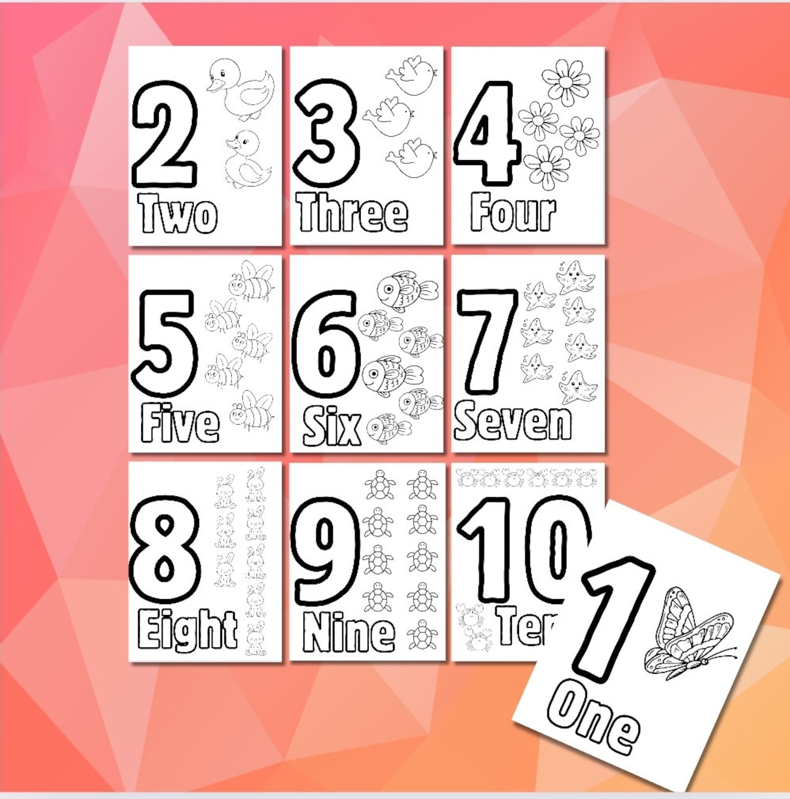 Number Coloring Pages • 1 Through 10 • Kids Coloring Pages - Etsy