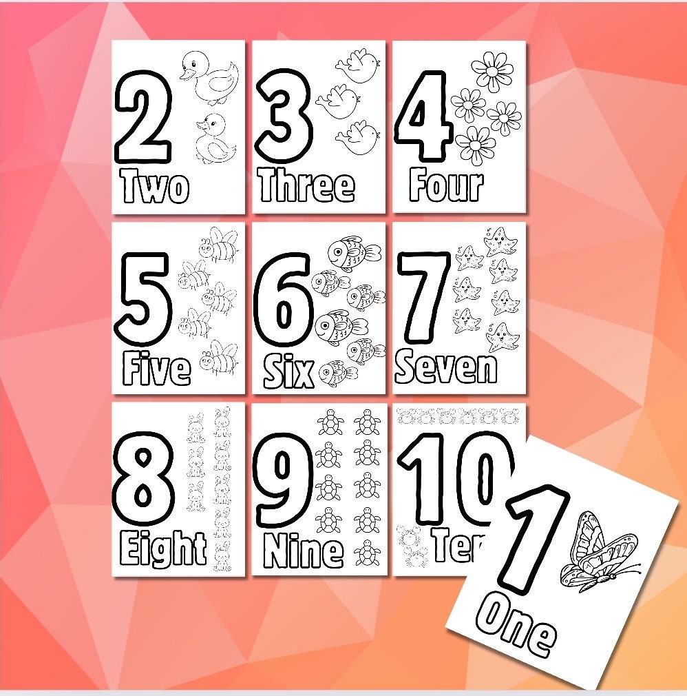 Number Coloring Pages • 1 Through 10 • Kids Coloring Pages - Etsy