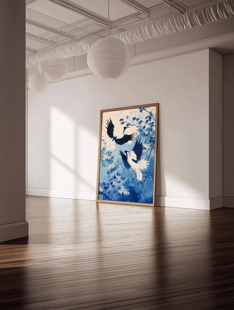 Japandi Wall Art,japandi Blue Birds,cherry Blossom Japanese Wall Art ...