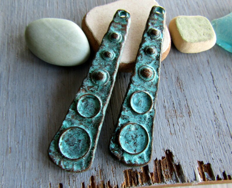 Green Triangle Pendant , Ethnic Rustic Design Metal Casting, Green ...