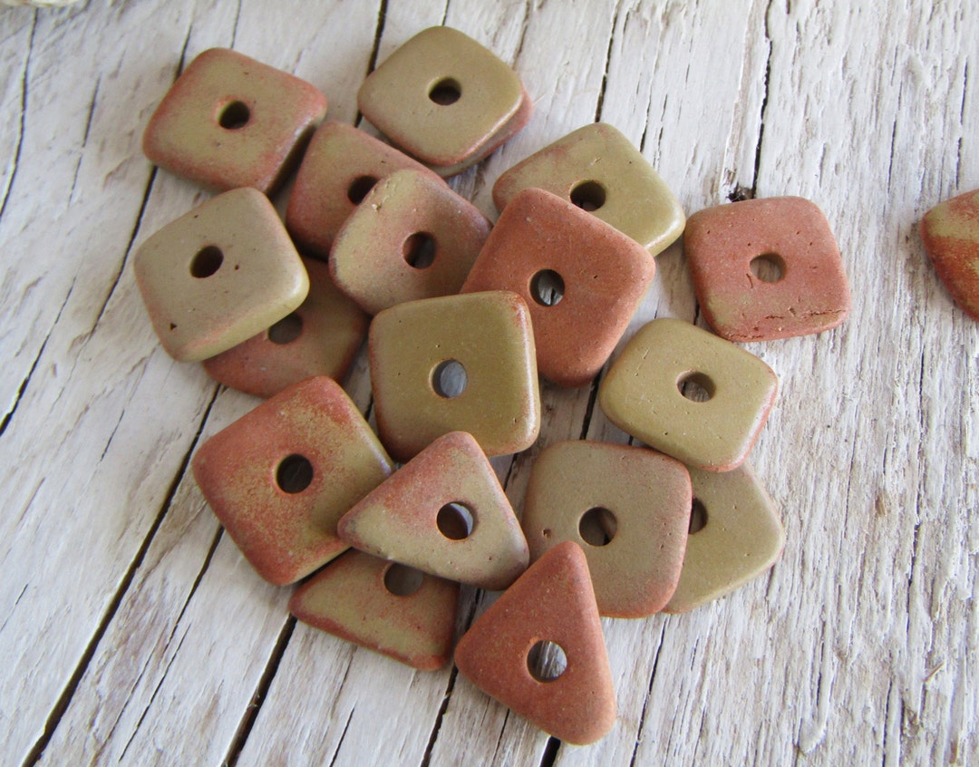 Brown Tan Chips Ceramic Beads, Multi-tone, Mix Geometric Shape Thin ...