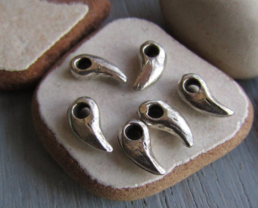Antiqued Silver Beads, Mini Claw Charm 4mm X 9mm , Tiny Tooth, Spacer ...
