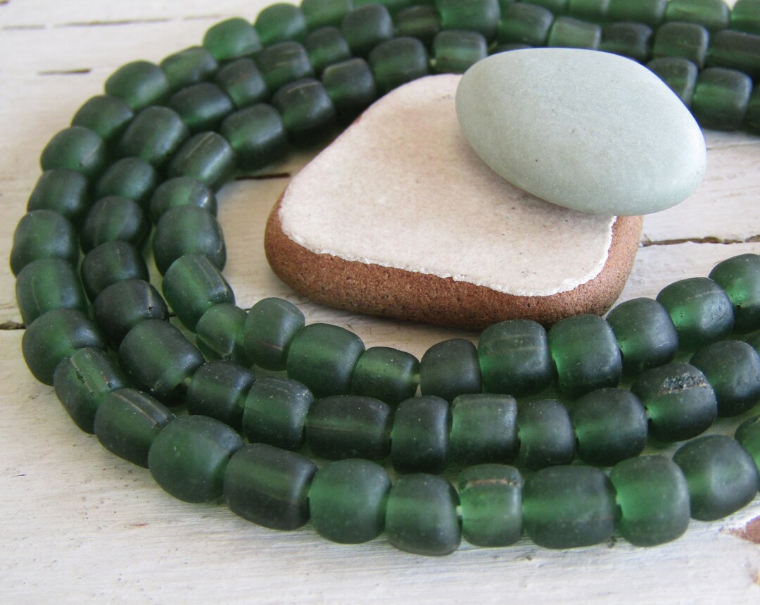 Green Glass Seed Bead, Semi Transparent, Barrel Tube Spacer, Java ...