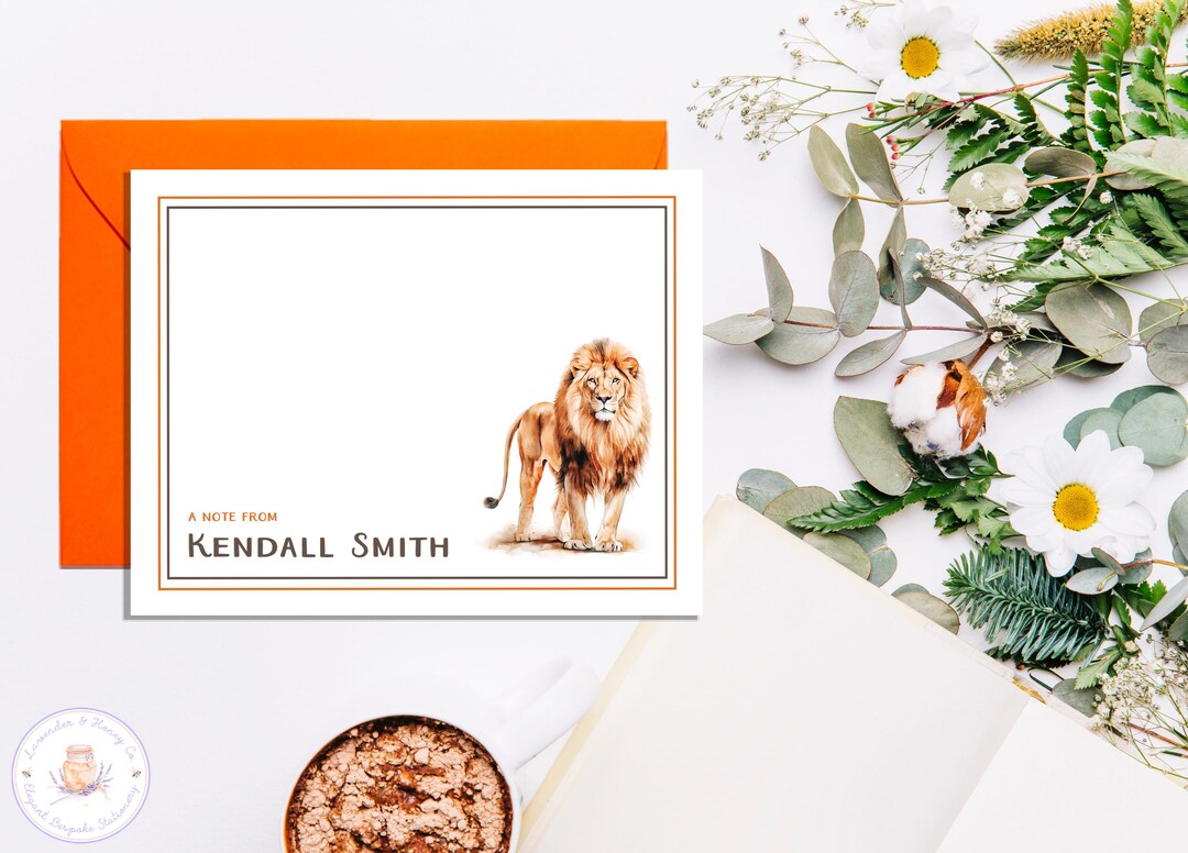 Lion Stationery, Safari Stationery Gifts, Lion Thank You Cards ...