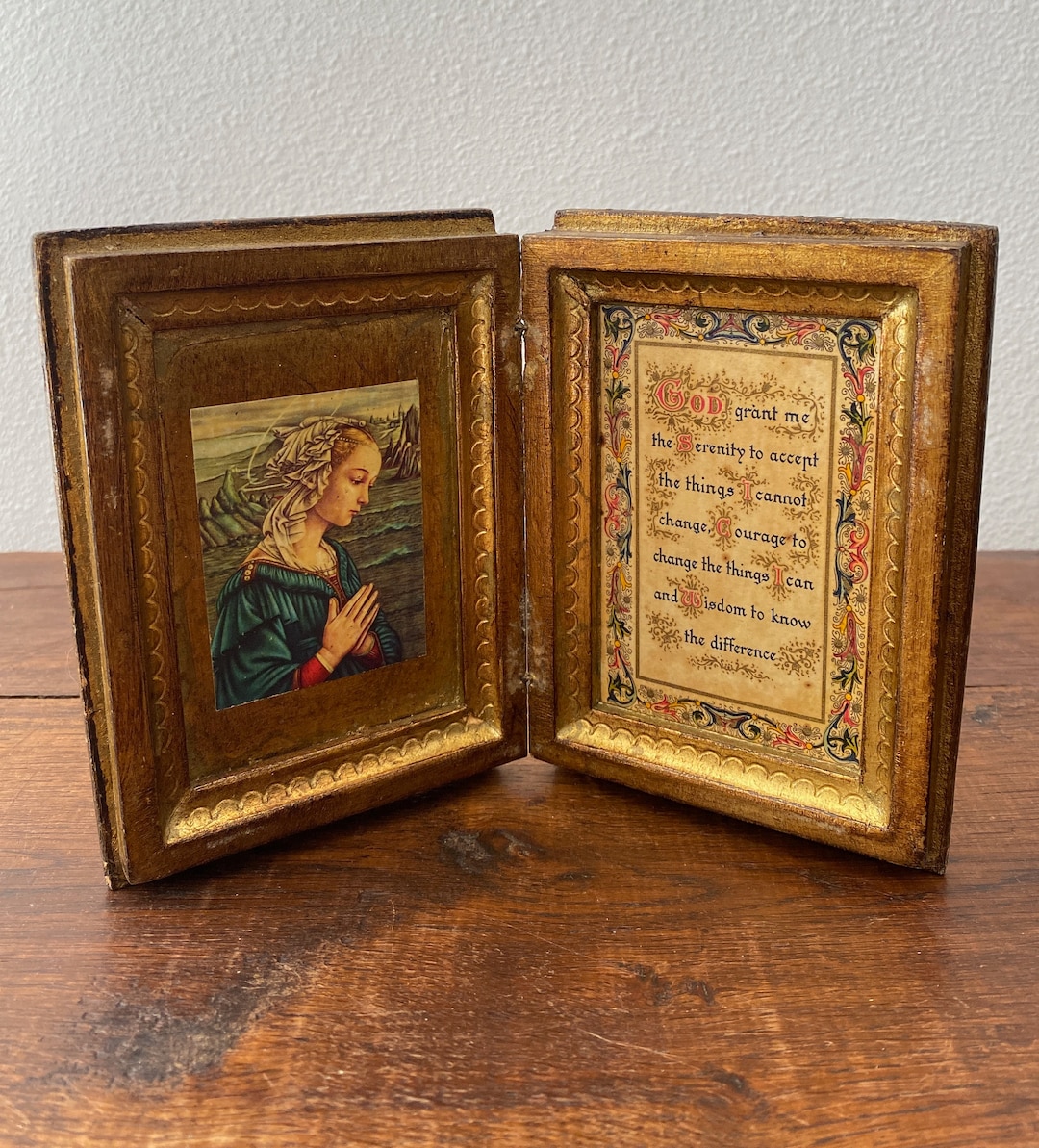 Vintage Italian Florentine Diptych the Serenity Prayer Gold With Red ...