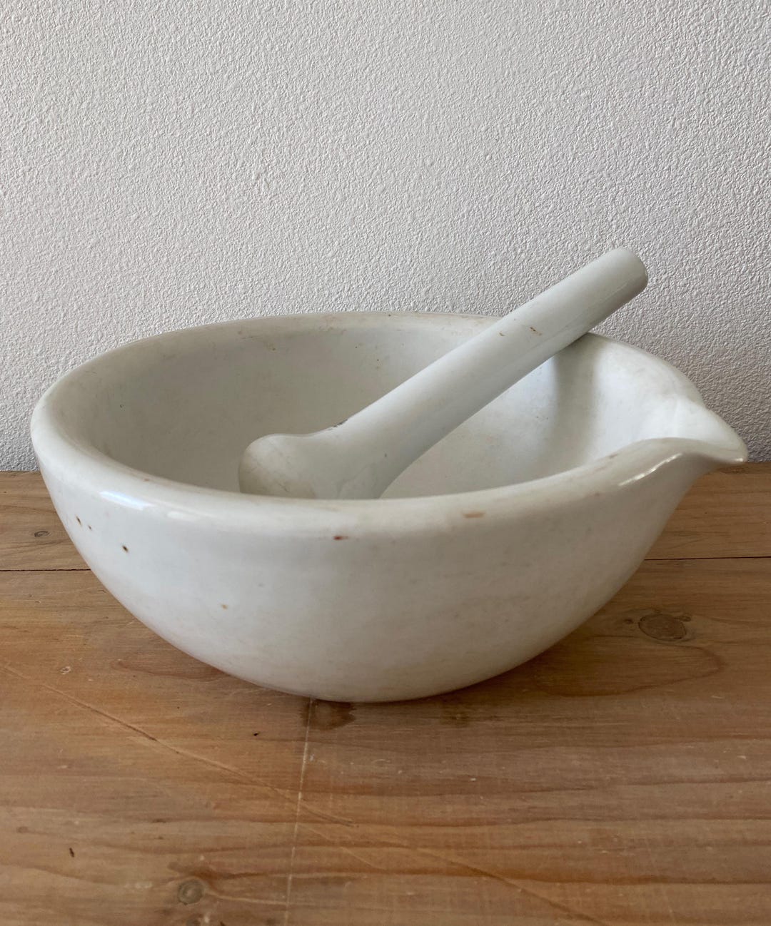 Vintage Extra Large Mortar and Pestle White Ceramic Kitchen Pharmacy - Etsy