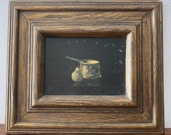 Moody Vintage Still Life of Cooking Pot and Pear Signed and Framed - Etsy