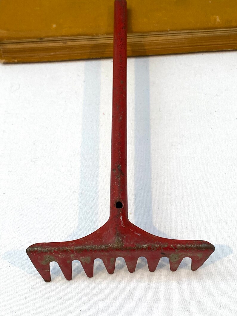 Vintage Metal Red Rake Yard Toy Landscape Display Piece Prop | Etsy
