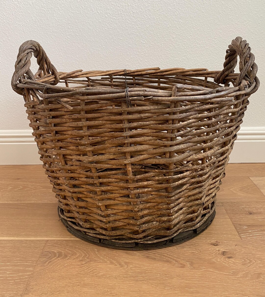 Extra Large Vintage Wicker and Wood Basket Farmhouse Style - Etsy