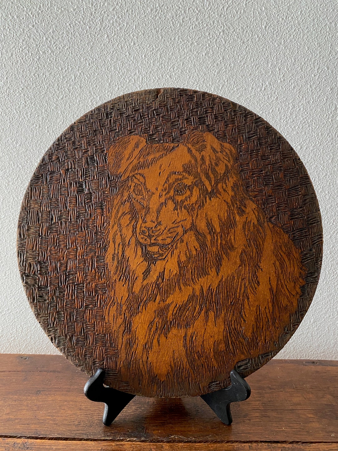 Antique Pyrography Plaque of a Collie Dog - Etsy