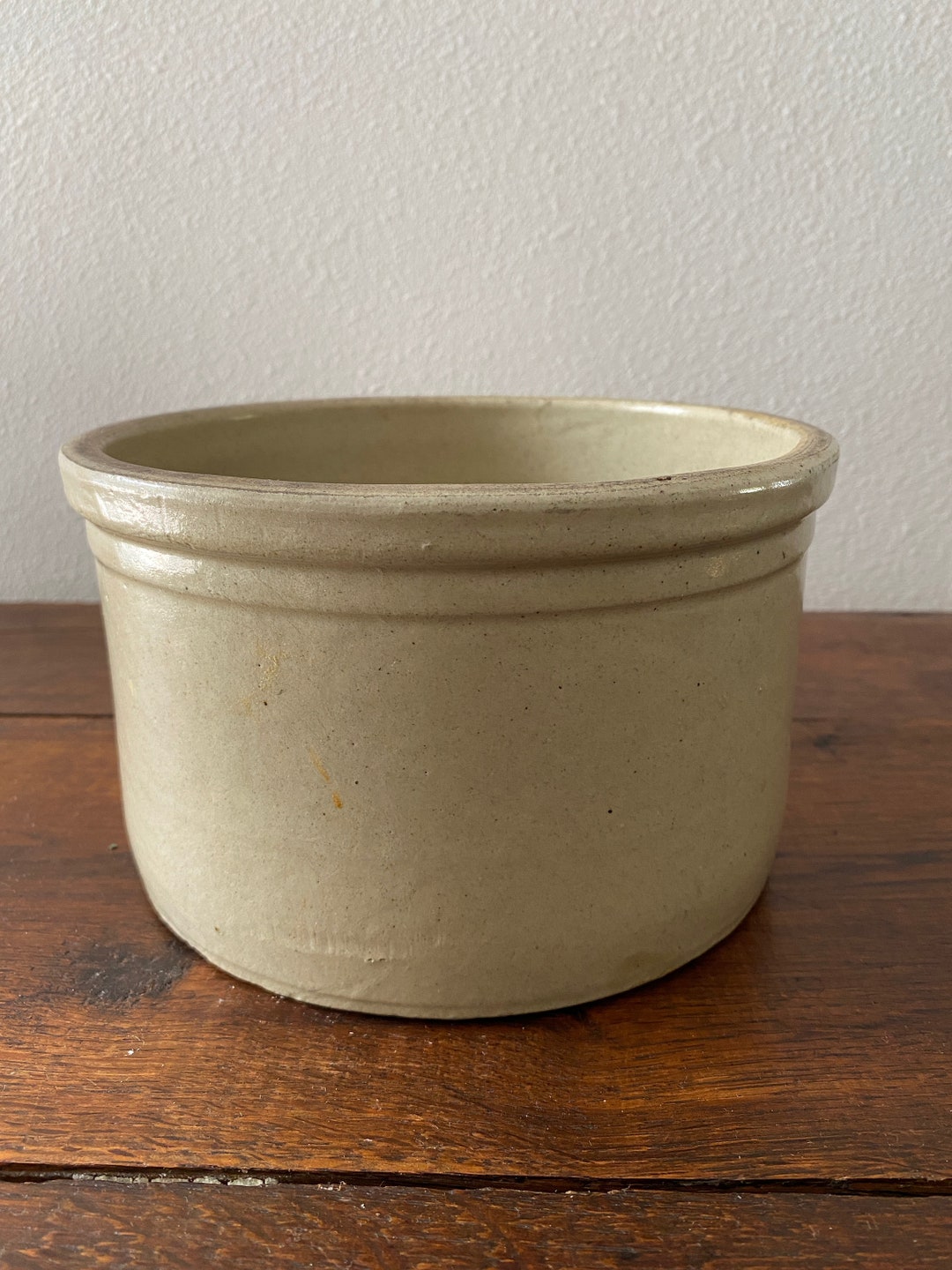 Small Stoneware Beige Crock Vintage Kitchen - Etsy