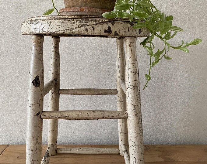 White Chippy Painted Stool Farmhouse Rustic Furniture - Etsy