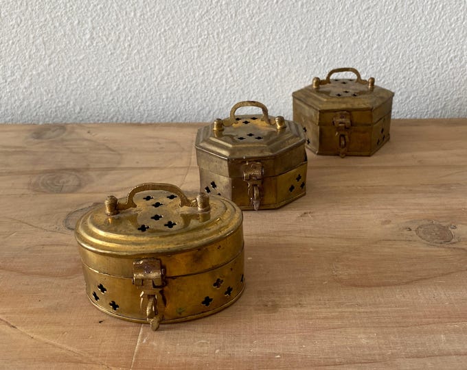 Vintage Mixed Trio of Brass Cricket Boxes - Etsy