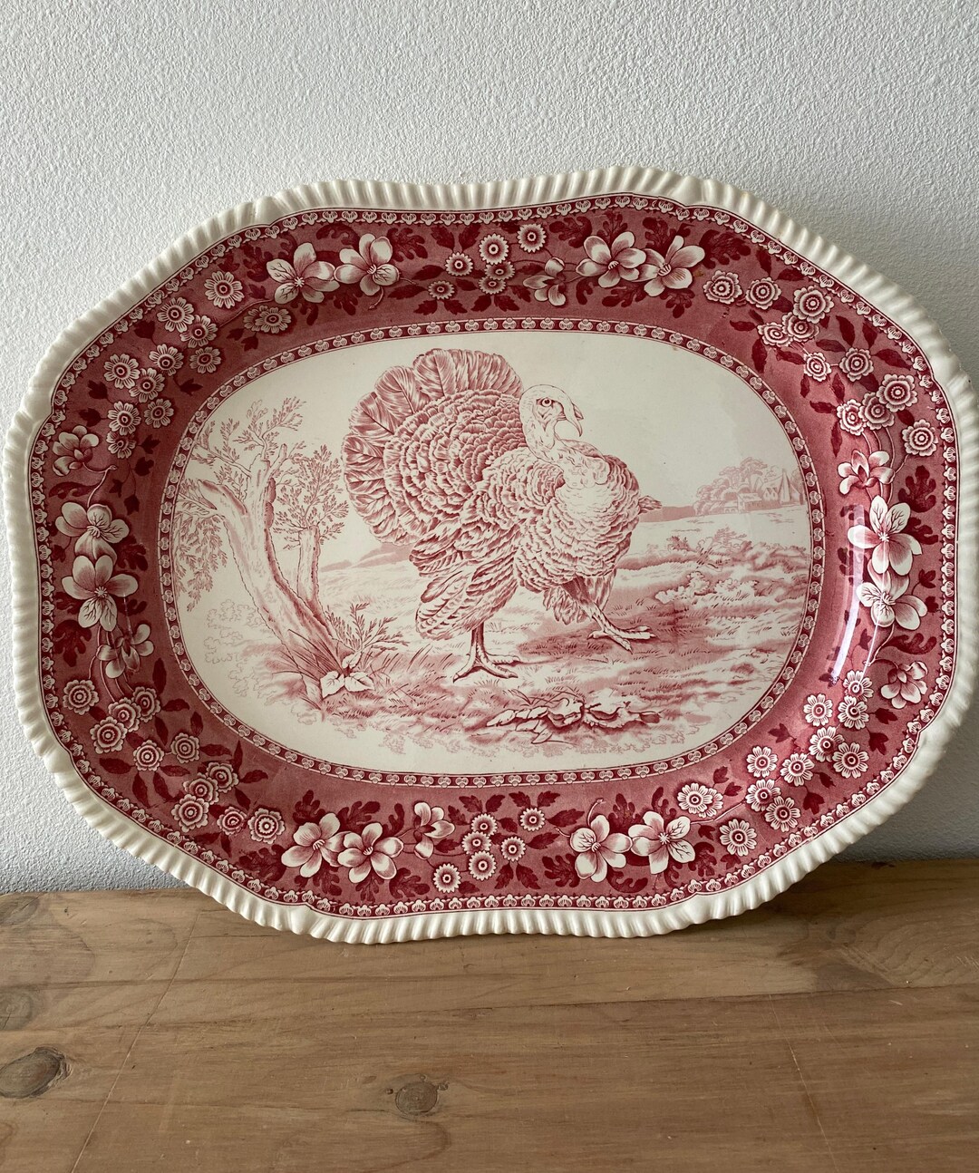Vintage Copeland Spode Turkey Platter in Tower Pink Thanksgiving ...
