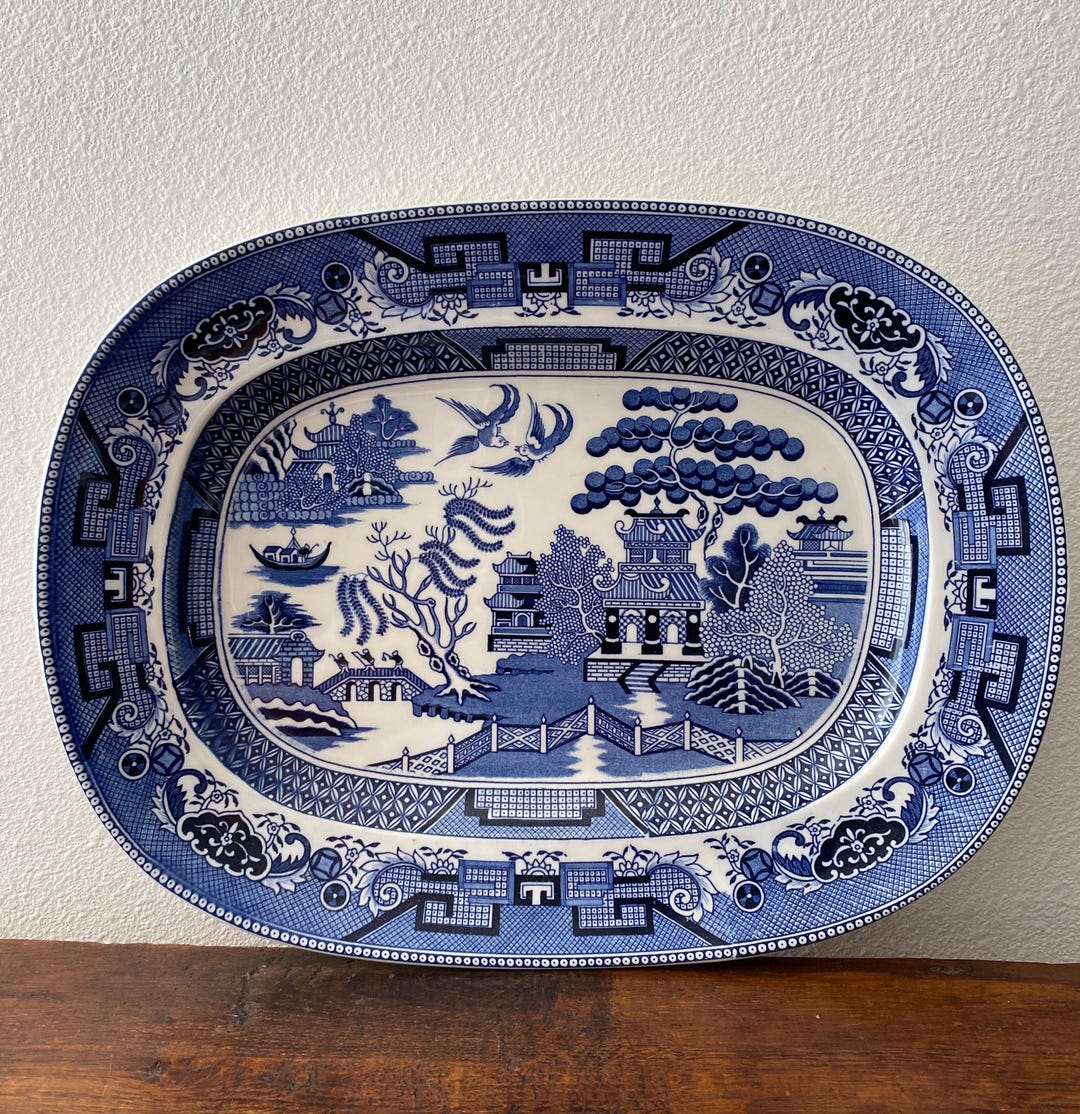 Traditional Vintage Blue Willow Pattern Platter - Etsy