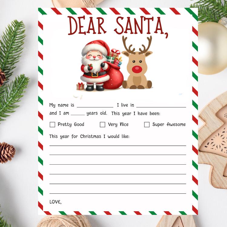Printable Letter to Santa, Santa Letter for Kids, Santa Wish List ...