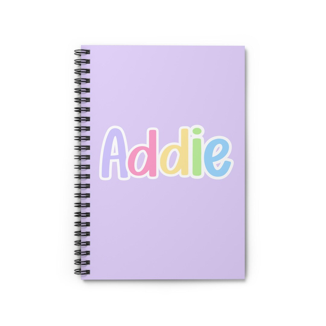 Personalized Spiral Notebook - Cute Ruled Line, Colorful Addie Name ...