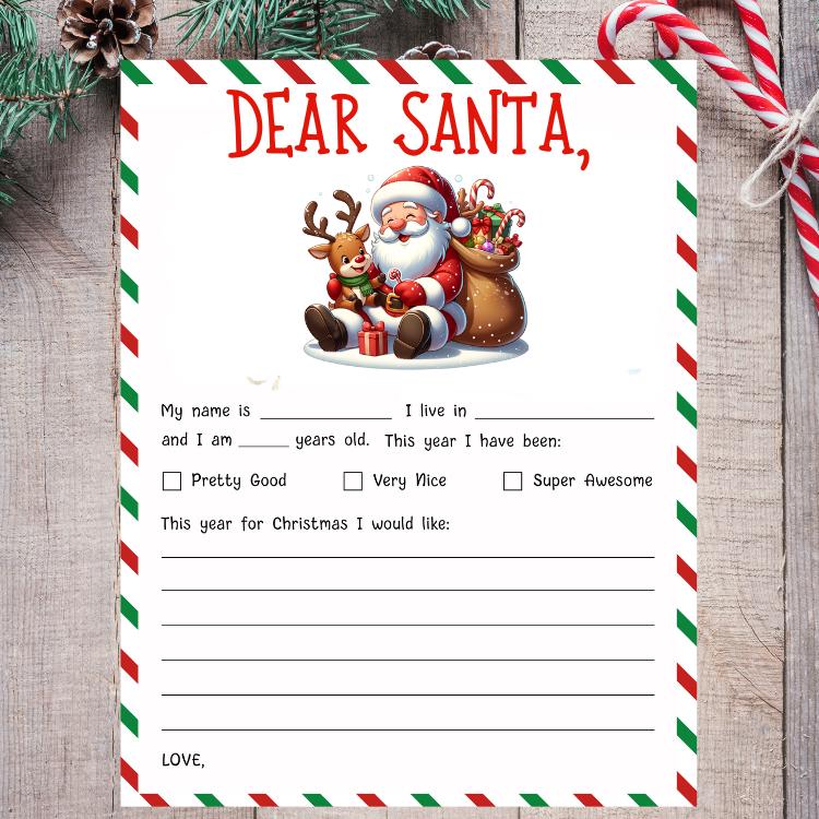 Printable Letter to Santa, Santa Letter for Kids, Santa Wish List ...