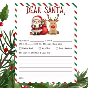 Printable Letter to Santa, Santa Letter for Kids, Santa Wish List ...