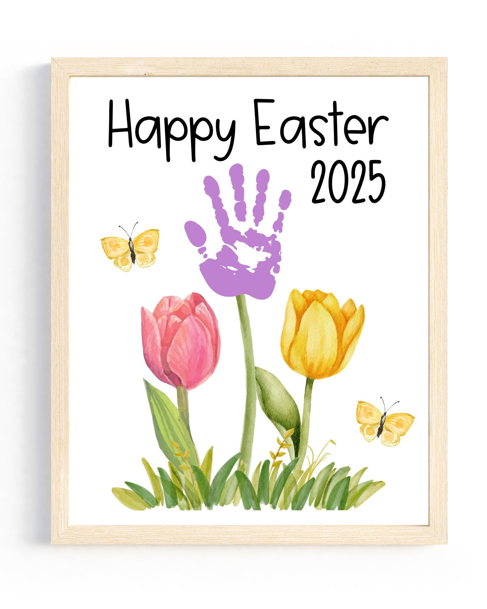 Happy Easter Handprint Keepsake Printable | Floral Baby/toddler Easter ...