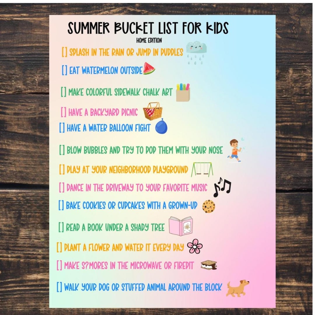 Printable Summer Bucket List for Kids • Neighborhood Activities ...