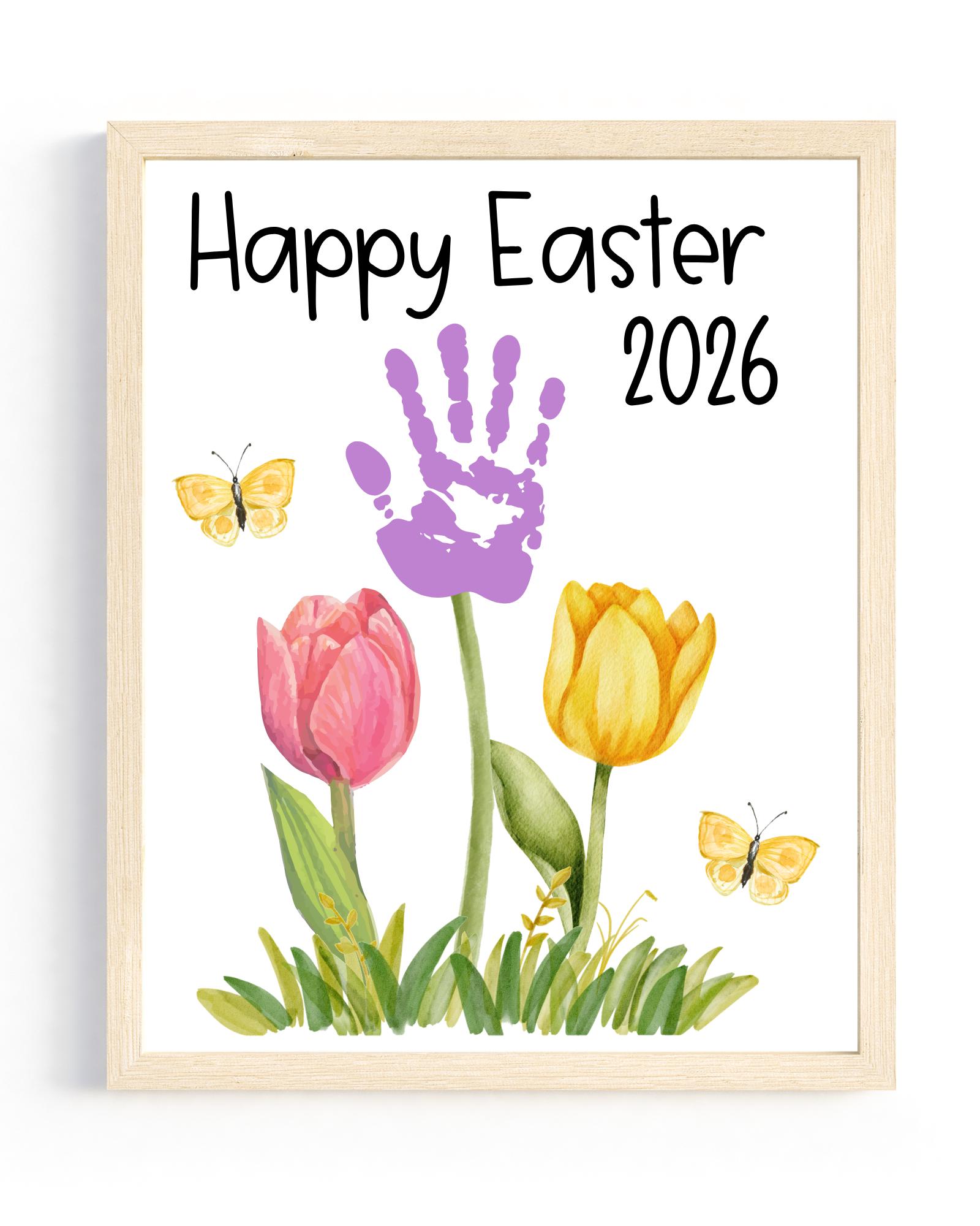 Happy Easter Handprint Keepsake Printable | Floral Baby/toddler Easter ...