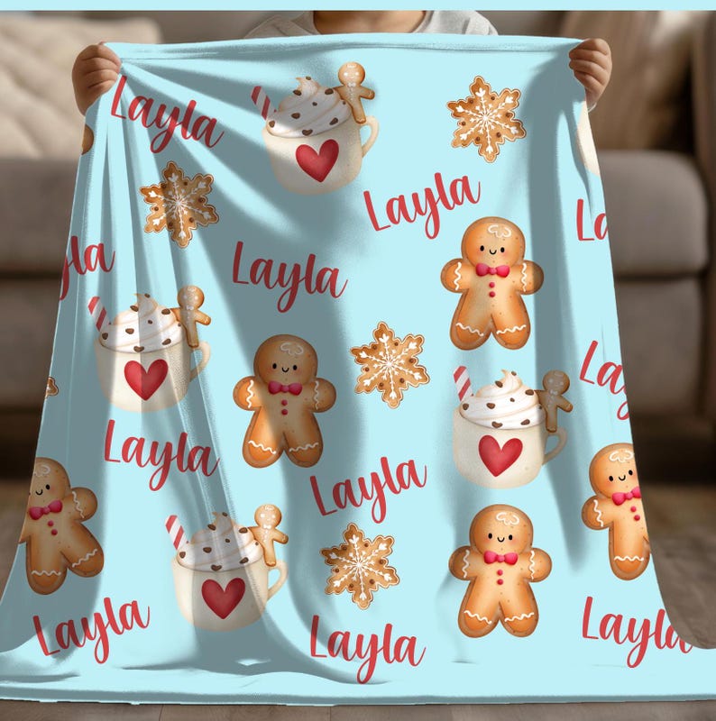Personalized Gingerbread Blanket for Kids Holiday Gingerbread Baby ...