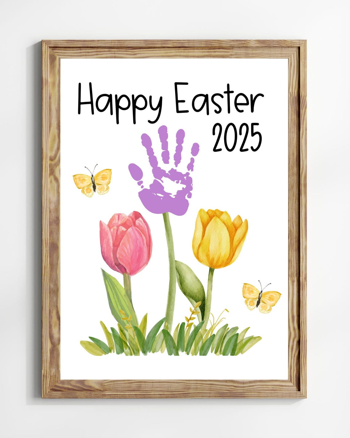 Happy Easter Handprint Keepsake Printable | Floral Baby/toddler Easter ...