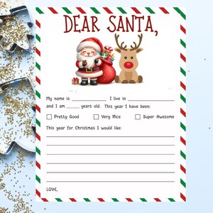 Printable Letter to Santa, Santa Letter for Kids, Santa Wish List ...
