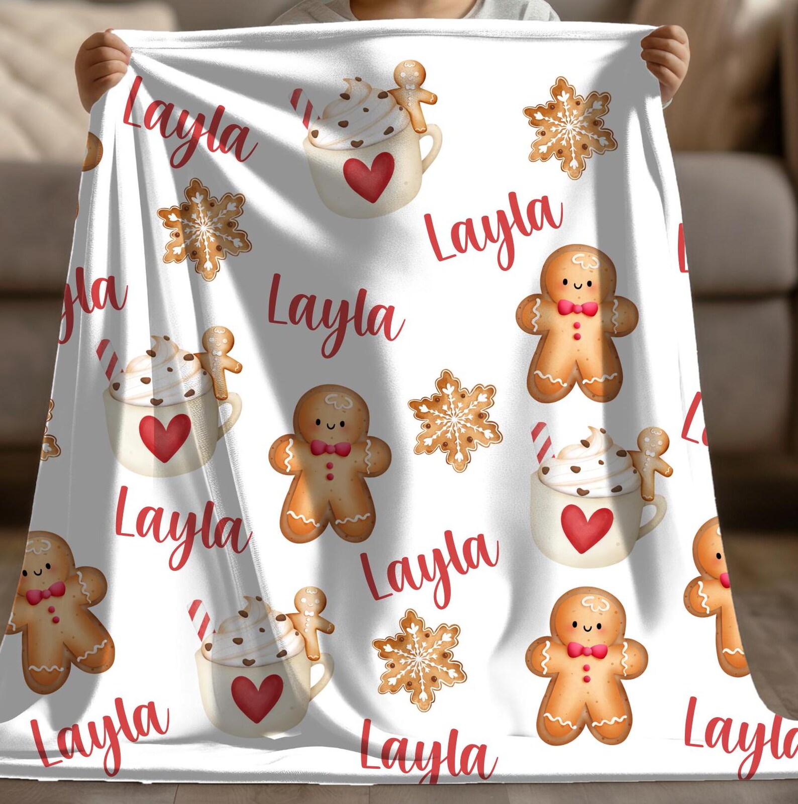 Personalized Gingerbread Blanket for Kids Holiday Gingerbread Baby ...