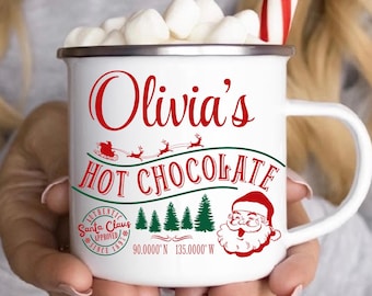 Custom Kids Santa Camp Mug, Personalized Holiday Hot Chocolate Cup ...