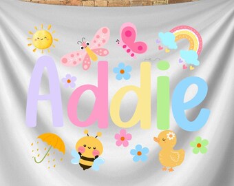 Personalized Girls Room Wall Tapestry, Name Tapestry for Little Girls ...
