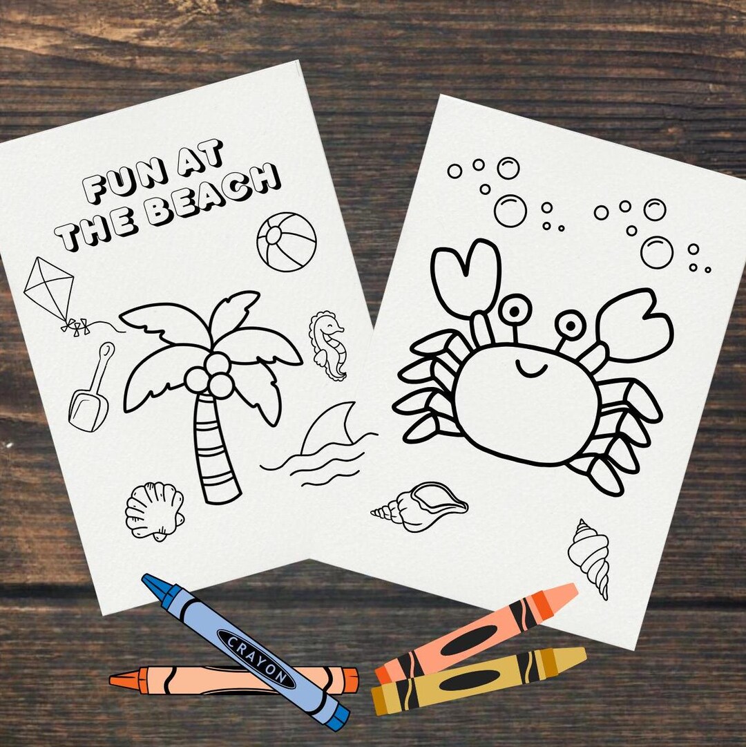 Beach Coloring Pages for Kids - Printable Beach Activity - Beach Trip ...