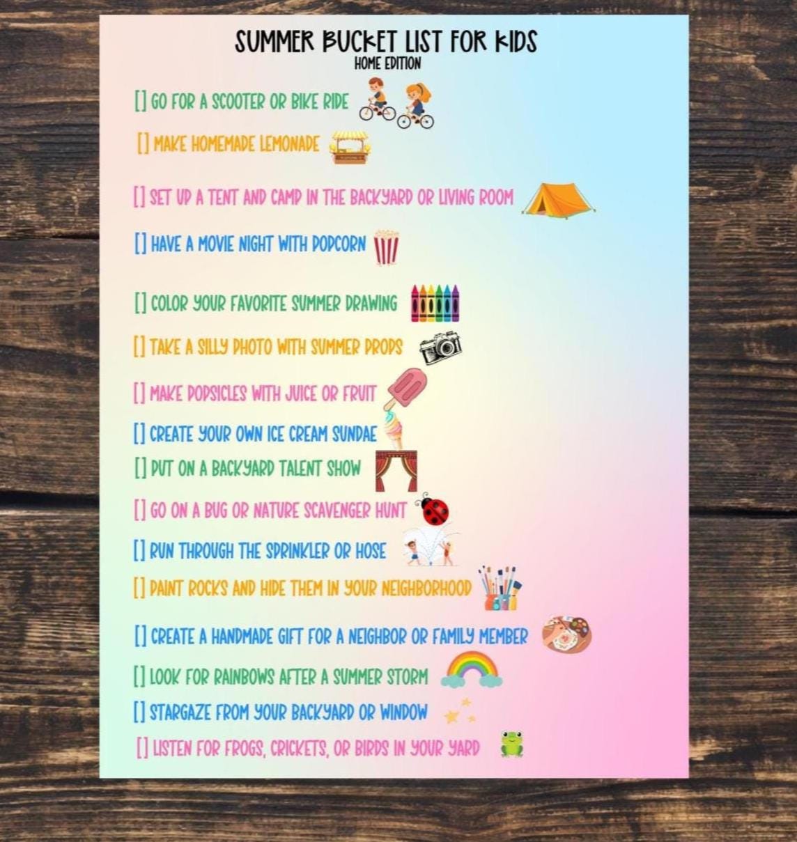 Printable Summer Bucket List for Kids • Neighborhood Activities ...