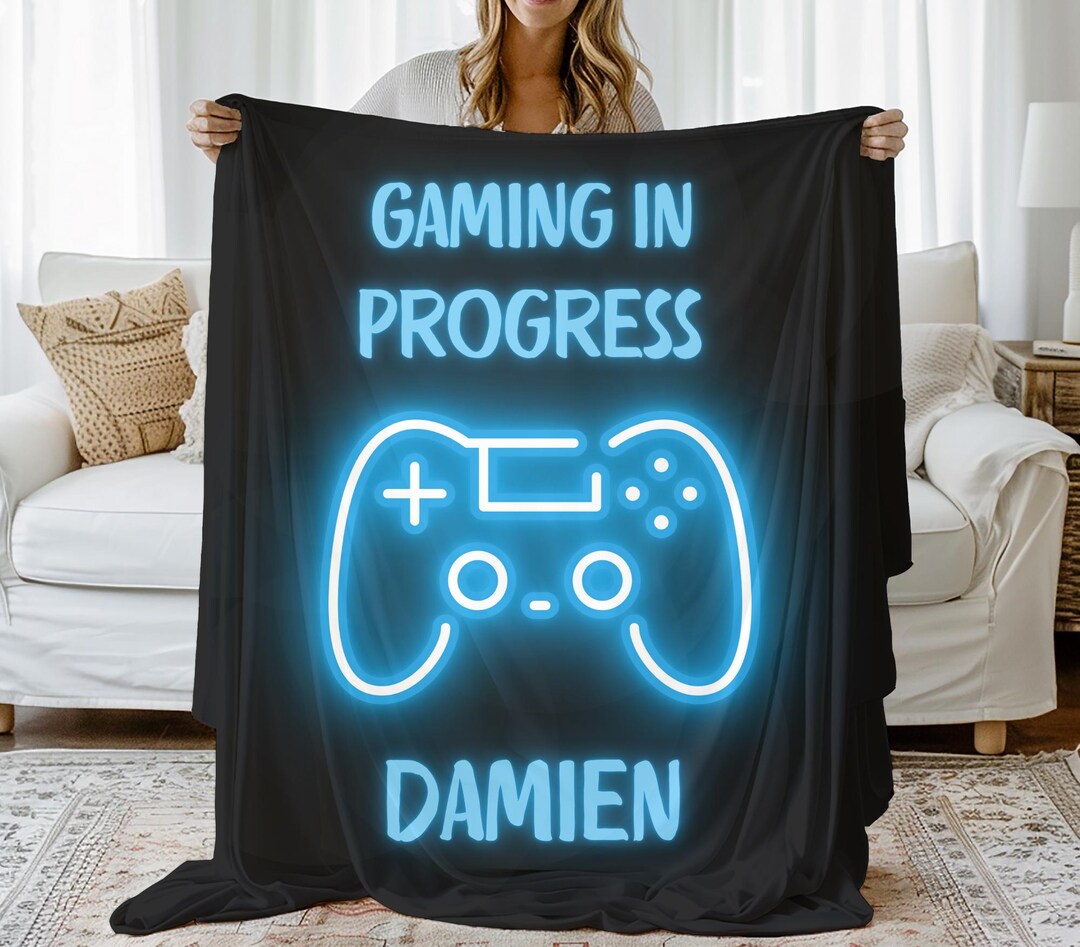 Boys Gaming Controller Blanket, Personalized Video Game Throw Blanket ...