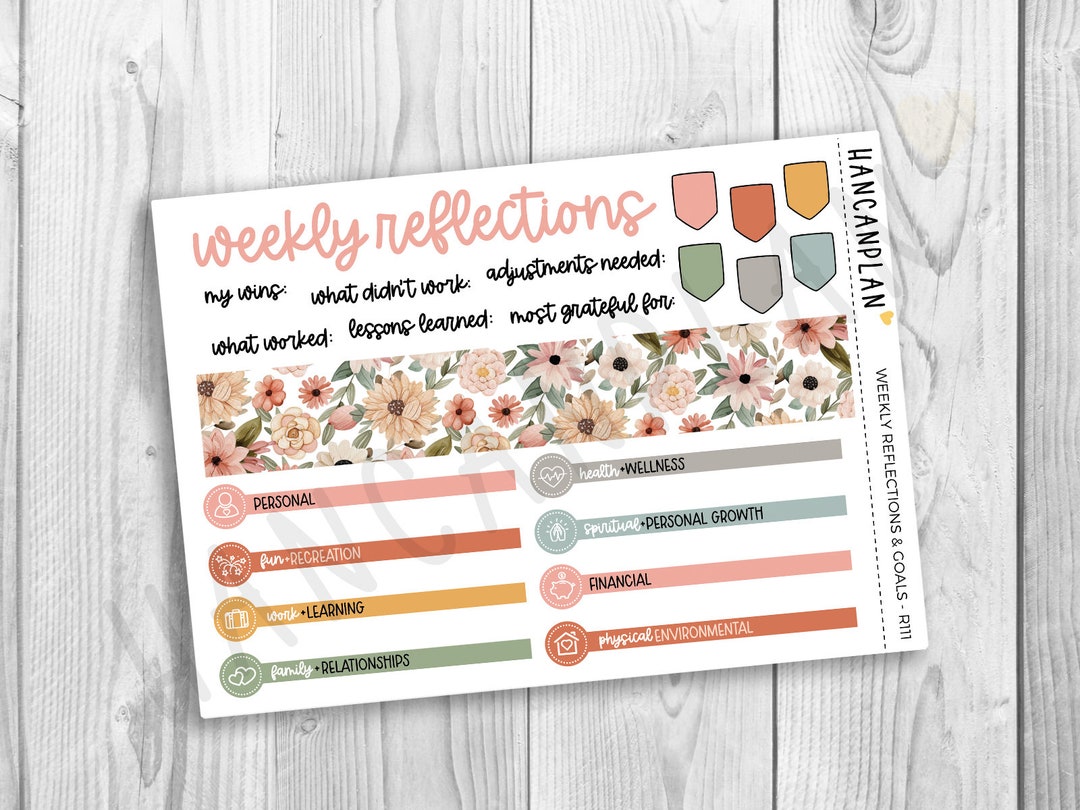 R-111 REFLECTIONS & Goals Set FARMHOUSE FLORAL Makselife Weekly ...