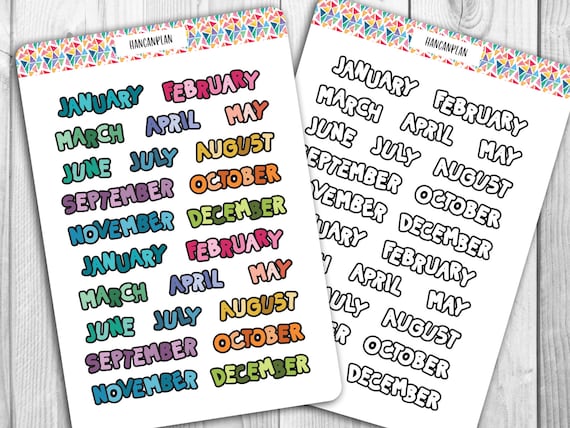 182 Bubble Months Script Planner Stickers Hand Lettered | Etsy