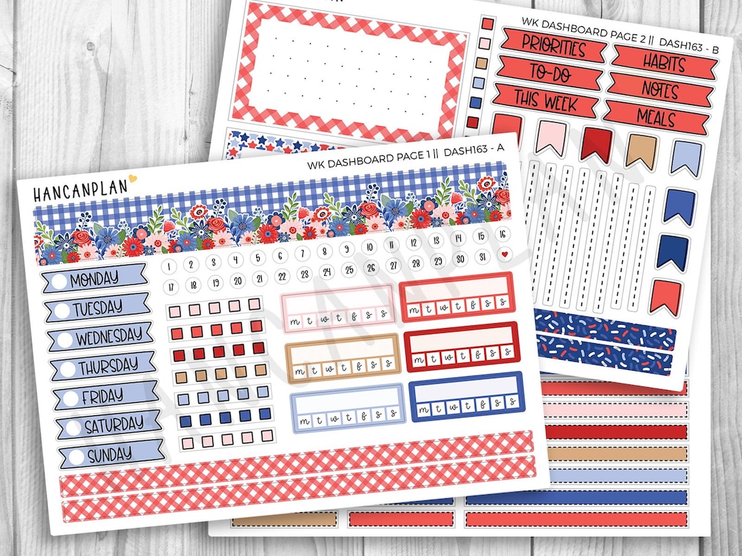 DASH-163 || Liberty | Erin Condren Dashboard Weekly Planner Kit – 3 ...