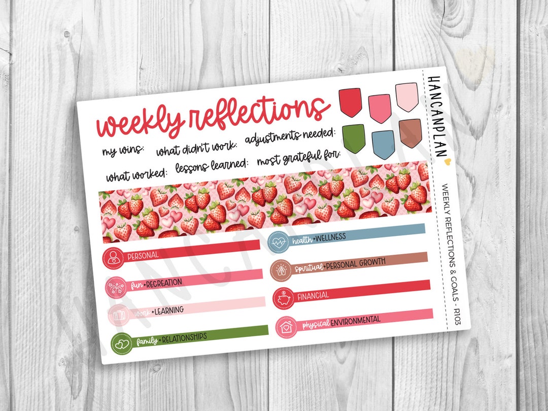 R-103 REFLECTIONS & Goals Set SWEETSHOP Makselife Weekly Reflections - Etsy