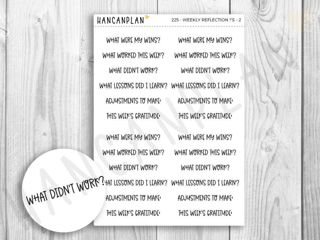 226 - Weekly Reflections Questions 2 | Planner Stickers | Makselife ...