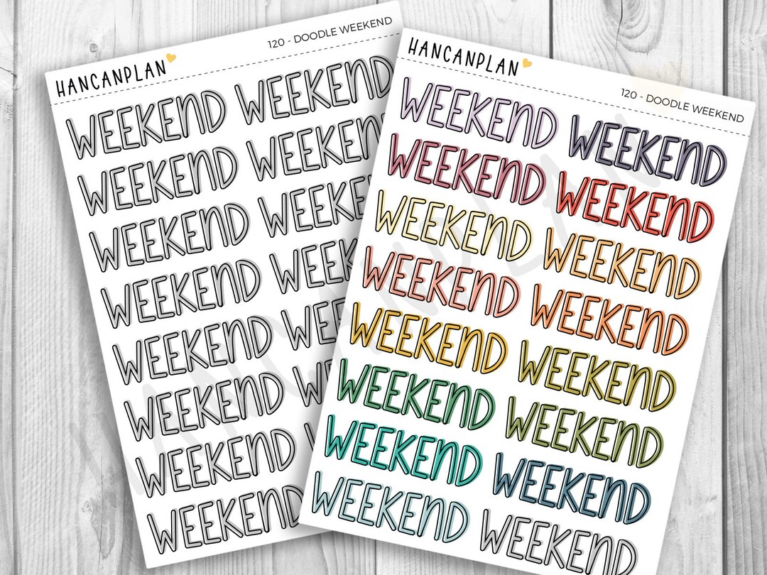 120 - DOODLE WEEKEND | Planner Stickers - Etsy