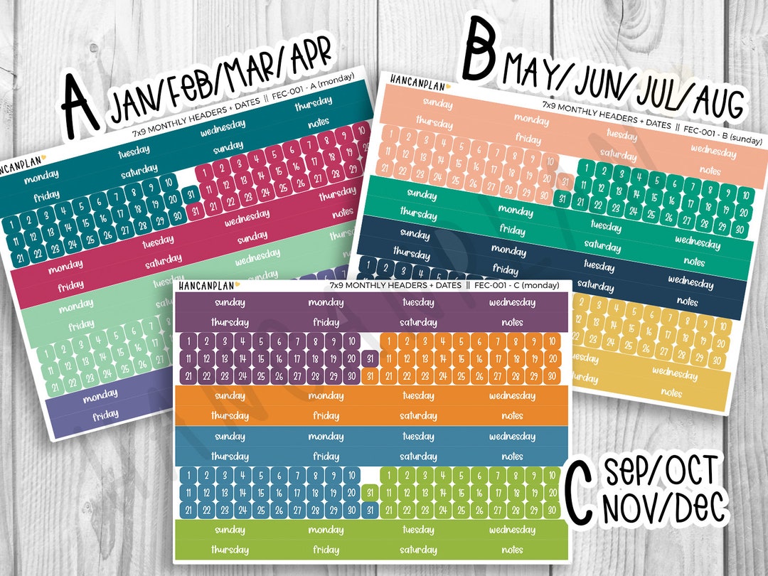 FEC-001 | EVOLVE 7x9 Monthly Re-dating Kit | Erin Condren - Etsy