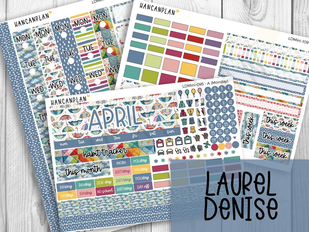Ld-mini-109 COZY RAIN Laurel Denise Mini Monthly and Weekly Planner ...
