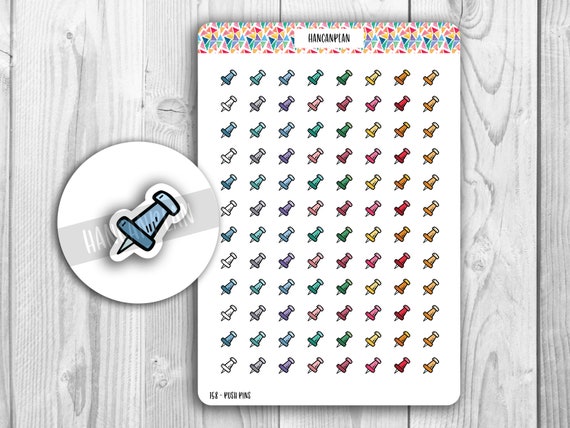 158 Push Pin Stickers Planner Stickers Hand Lettered by | Etsy