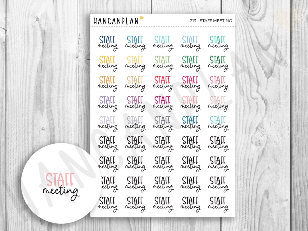 213 - Staff Meeting Script | Planner Stickers | Handlettered by ...