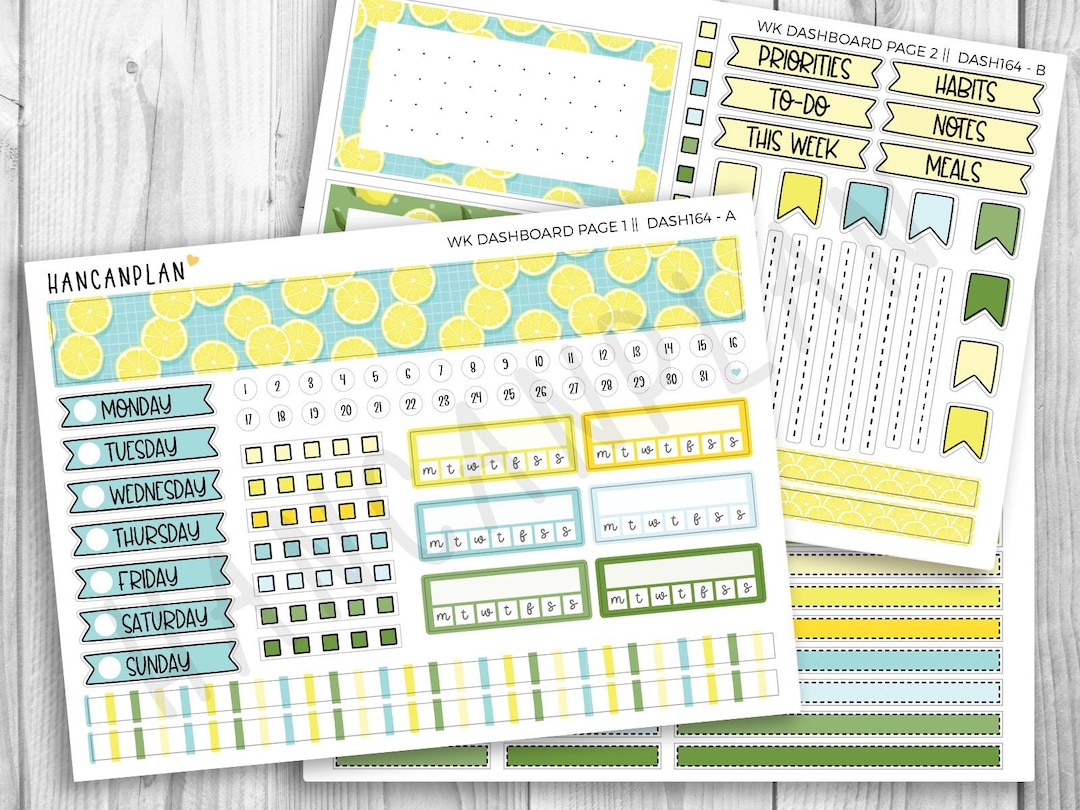 DASH-164 || Lemonade | Erin Condren Dashboard Weekly Planner Kit – 3 Sheet Options | Handmade ...