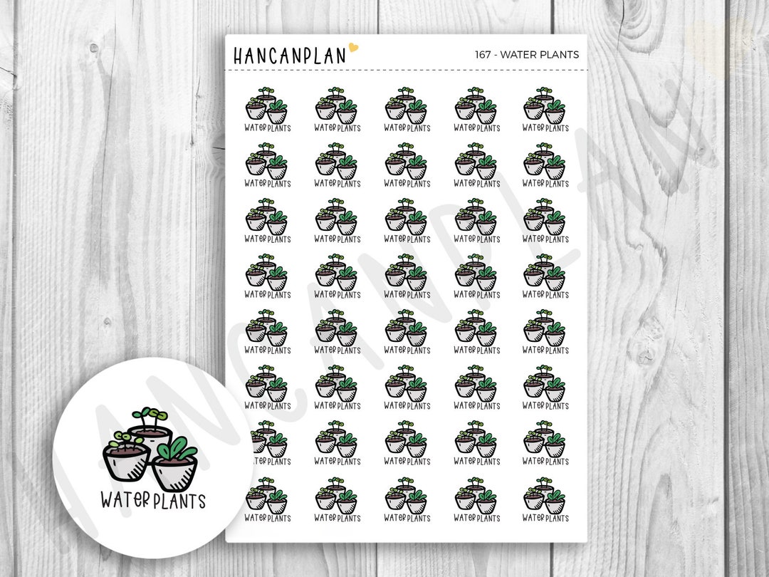 167 - Water Plants Stickers | Planner Stickers | Hand Lettered by ...