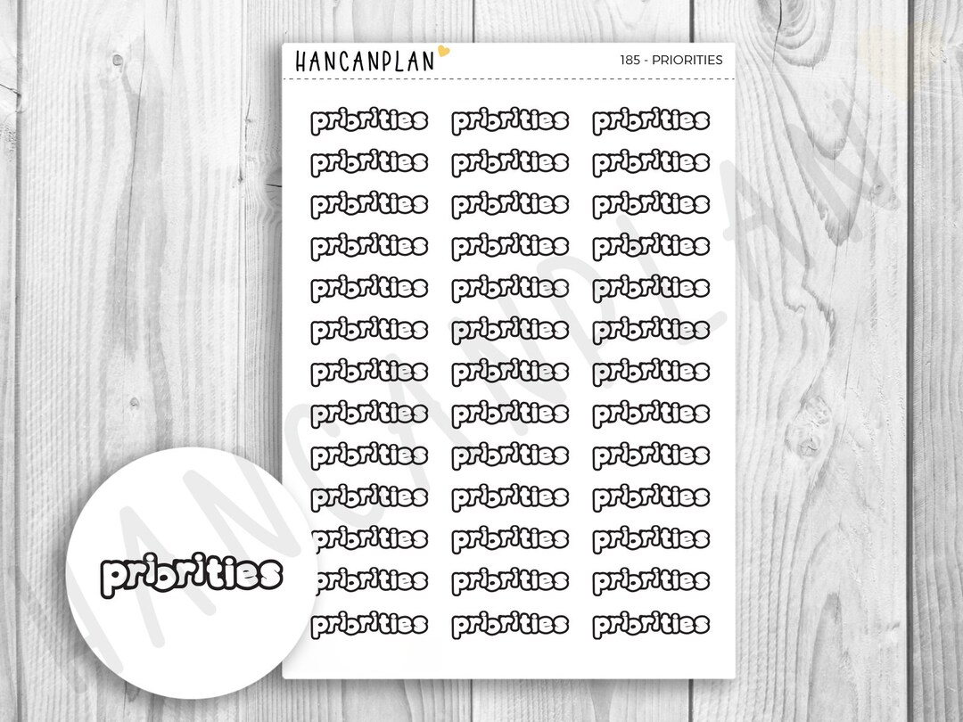 185 - Bubble PRIORITIES Script | Planner Stickers | Handlettered by ...