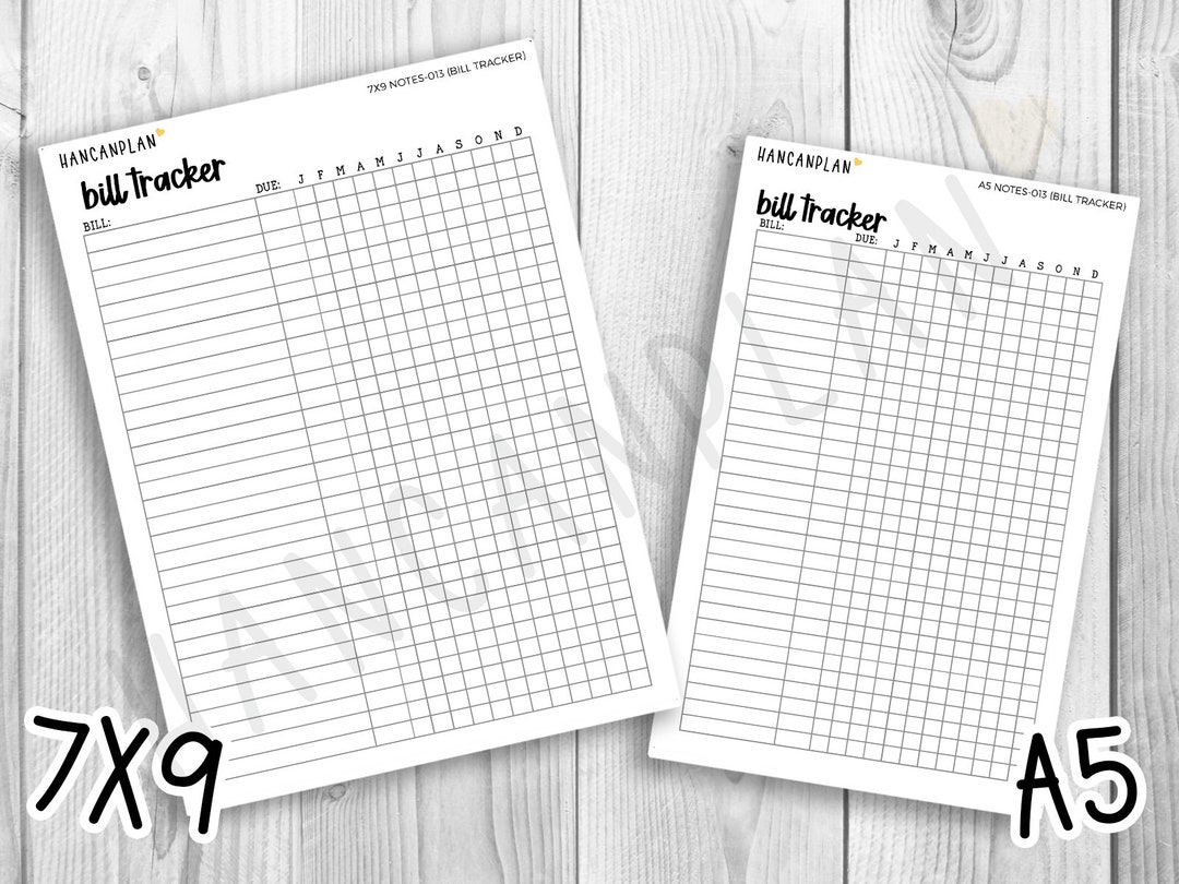 NT013 | "bill Tracker" Planner Full Page Stickers - Etsy