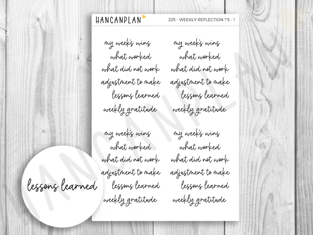 225 - Weekly Reflections Questions | Planner Stickers | Makselife ...